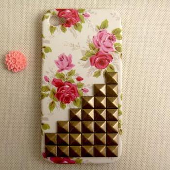 Floral Studded Iphone 4 Case, Vintage Bronze Pyramid Studs Iphone 4s ...