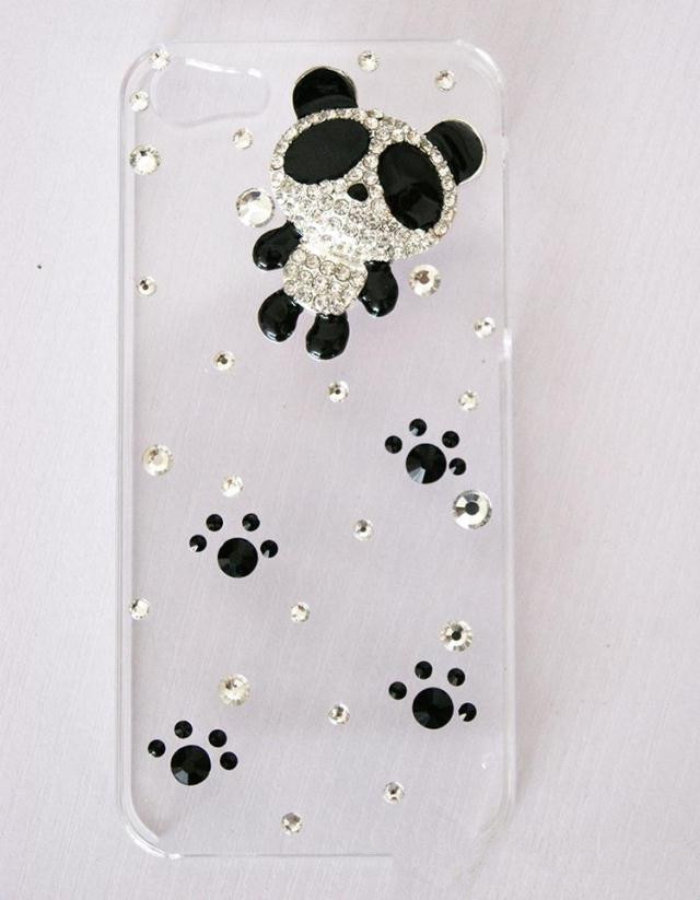 Bling Handmade 3d Luxury Diamond Crystal Panda Foot Steps Hard Case For ...